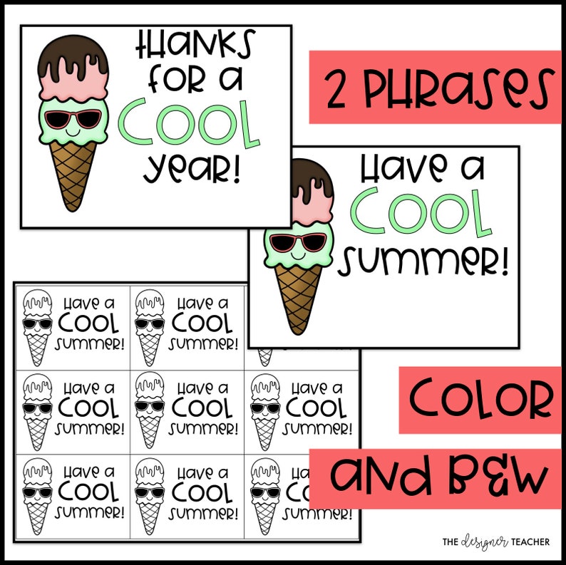 Have a Cool Summer Ice Cream End of the Year Gift Tags & Cards for ...