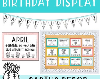 Cactus Classroom Birthday Display - Etsy