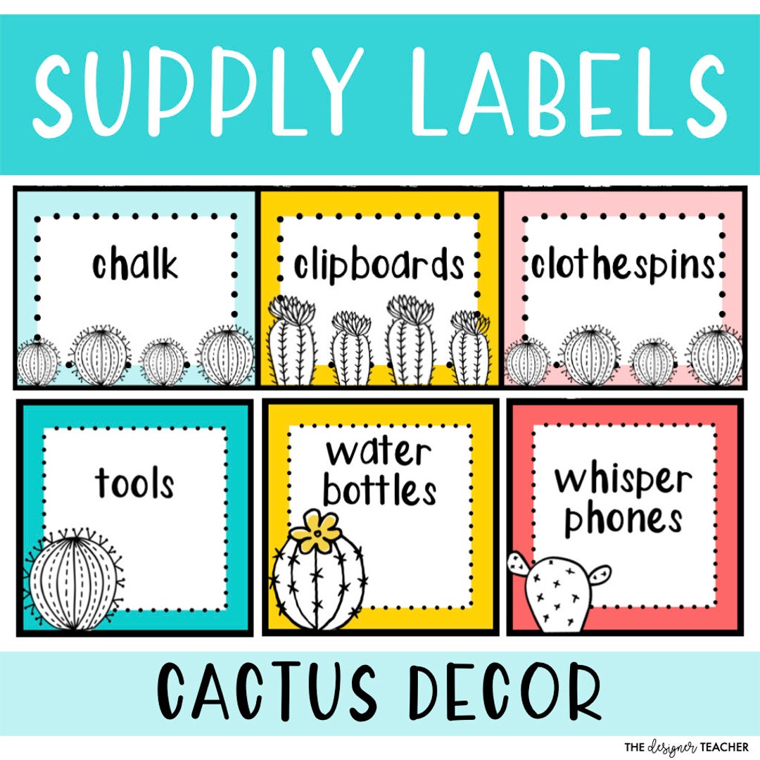 Editable Supply Labels for Target Pocket Labels Cactus Theme | School ...