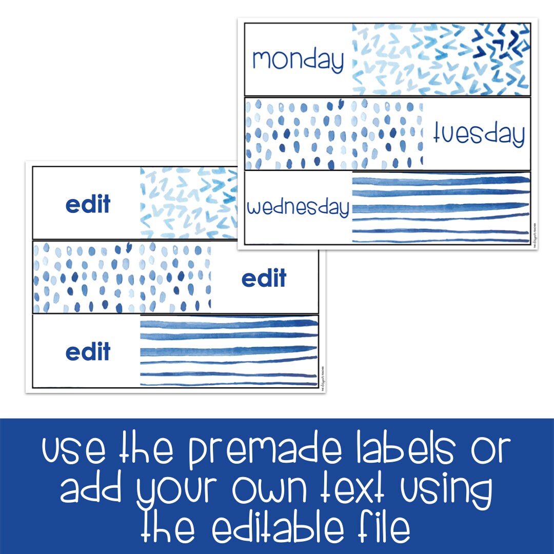 Editable Classroom Rolling Cart Labels and Organizers | Blue Watercolor ...
