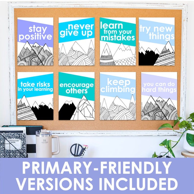 Inspirational Growth Mindset Inclusive Mountain Theme Classroom Posters ...