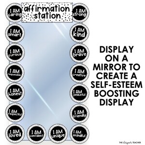 Black & White Speckled Boho Dalmatian Dots Affirmation Station Mirror ...