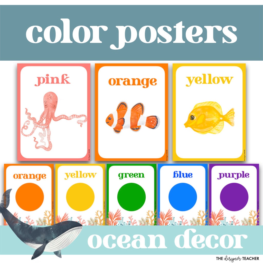 Ocean Theme Colors Posters Printable Under the Sea Classroom Decor - Etsy