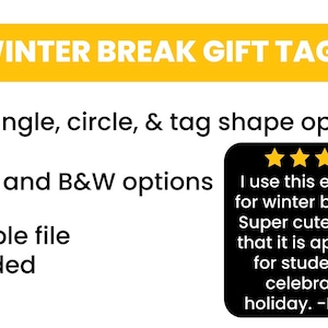 Happy Winter Break Holiday Gift Tags for Students and Teachers - Etsy