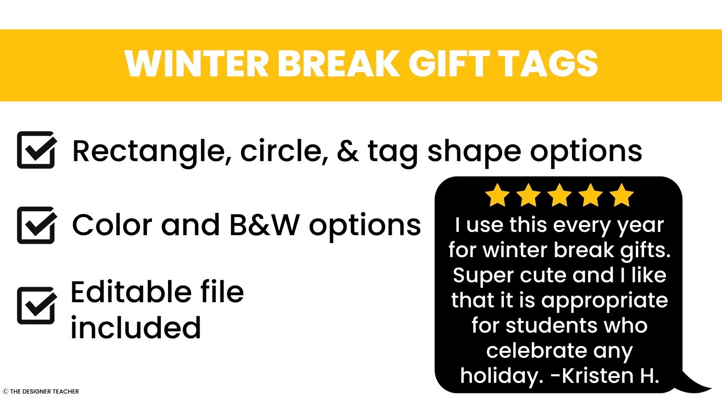 Happy Winter Break Holiday Gift Tags for Students and Teachers - Etsy