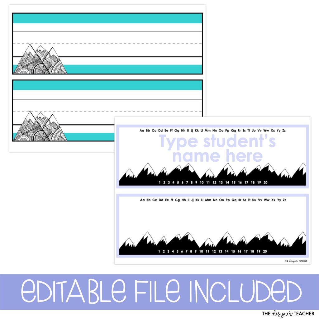 Mountain Nature Theme Classroom Editable Desk Plates Student Name Tags ...