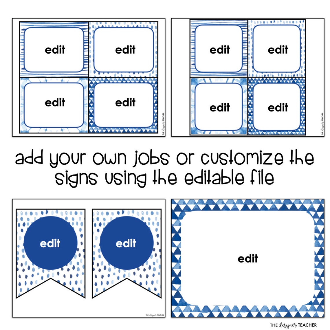 Editable Classroom Jobs Display With Blue Watercolor Theme - Etsy