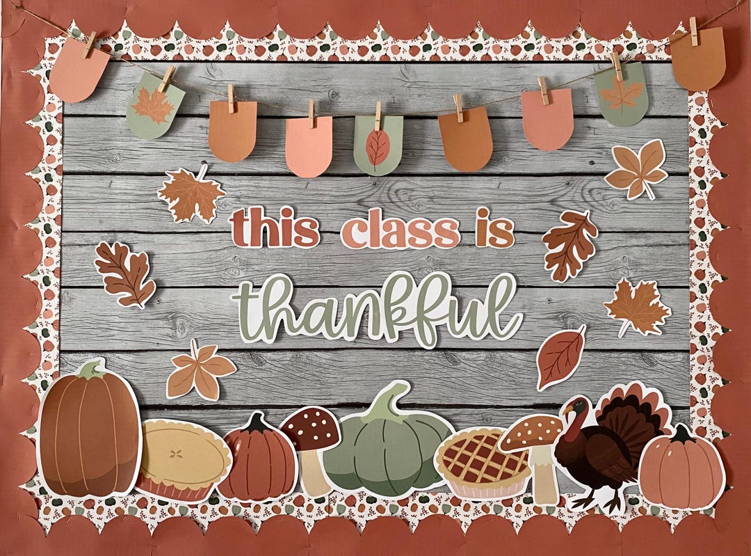Fall November Thanksgiving Bulletin Board Kit Ideas Thankful Turkey ...