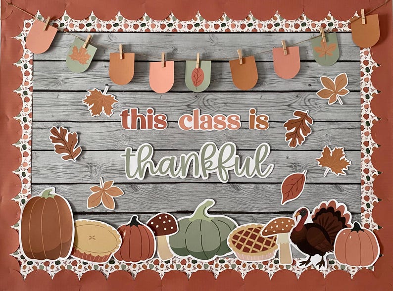 Fall November Thanksgiving Bulletin Board Kit Ideas Thankful Turkey ...