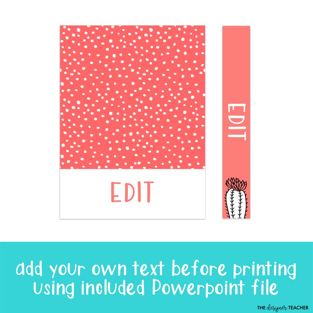 Cactus Theme Editable Binder Covers & Spines - Etsy