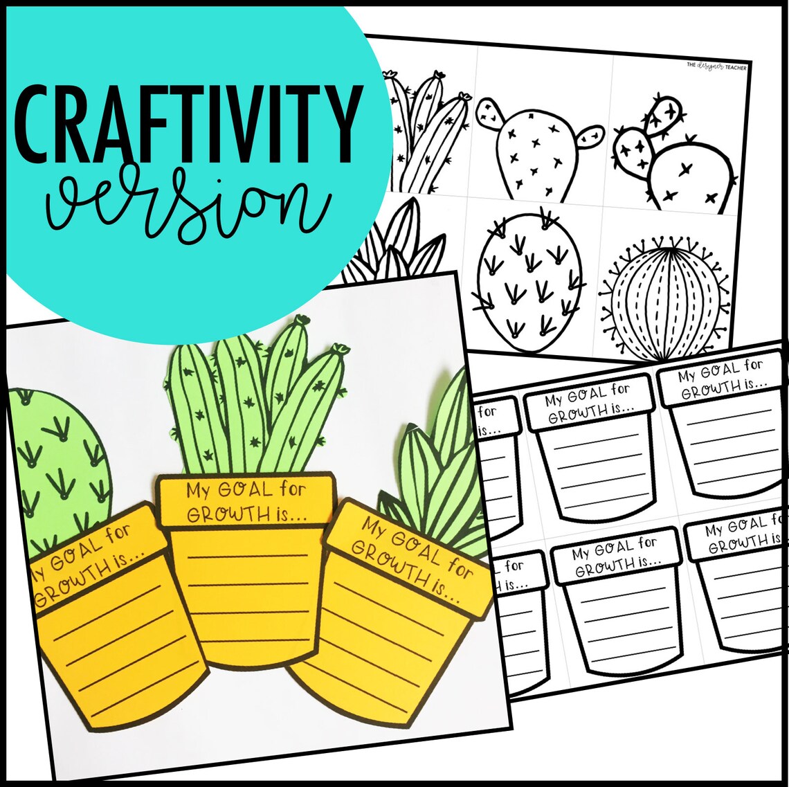 Goal Setting Bulletin Board & Cactus Craft Growth Mindset Back to ...