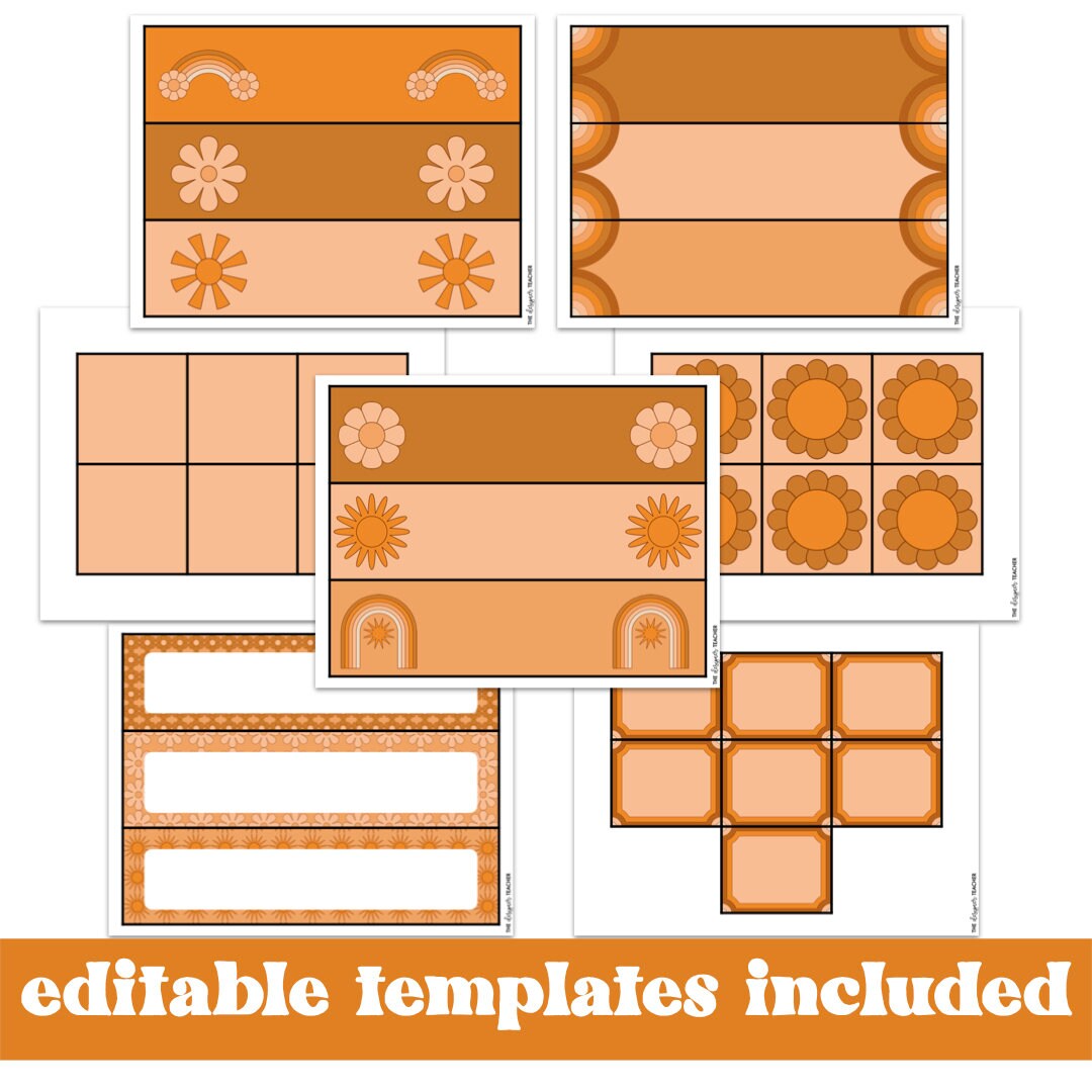 Editable Classroom Calendar Kit | Sunny Boho Retro Groovy Neutral Theme ...