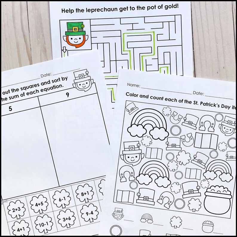 Kids St. Patrick's Day March Spring Activity Pages Printables ...