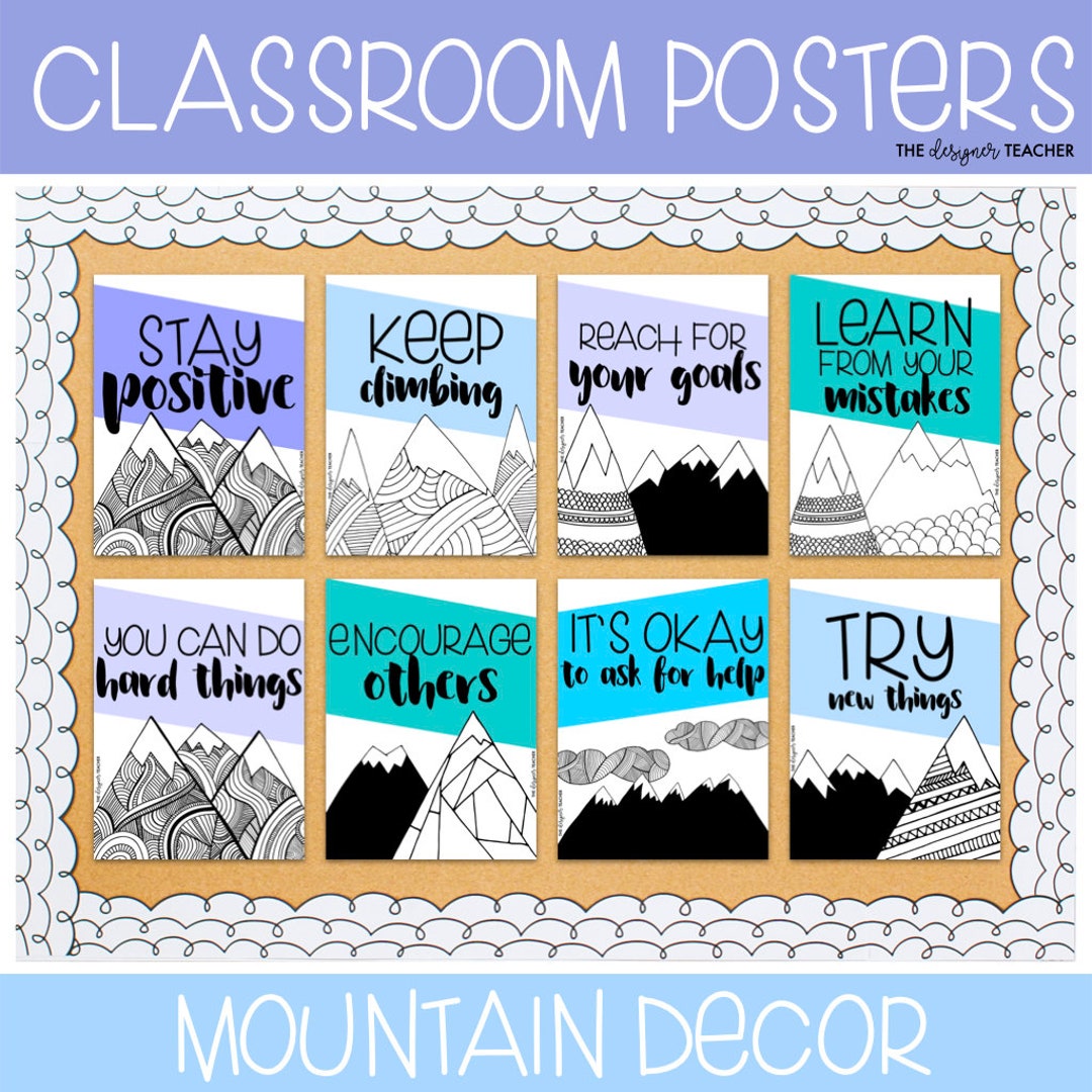 Inspirational Growth Mindset Inclusive Mountain Theme Classroom Posters ...