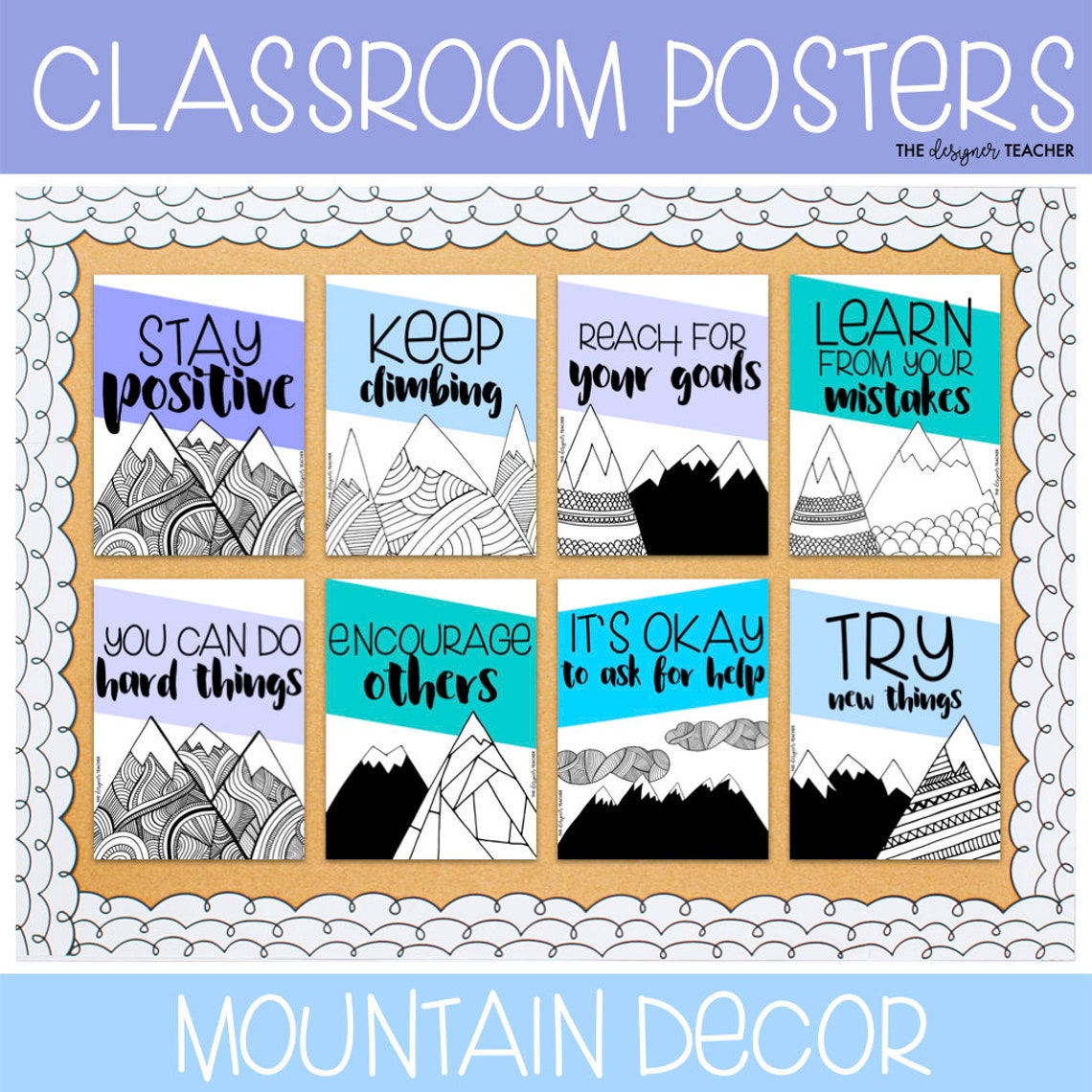 Inspirational Growth Mindset Inclusive Mountain Theme Classroom Posters ...