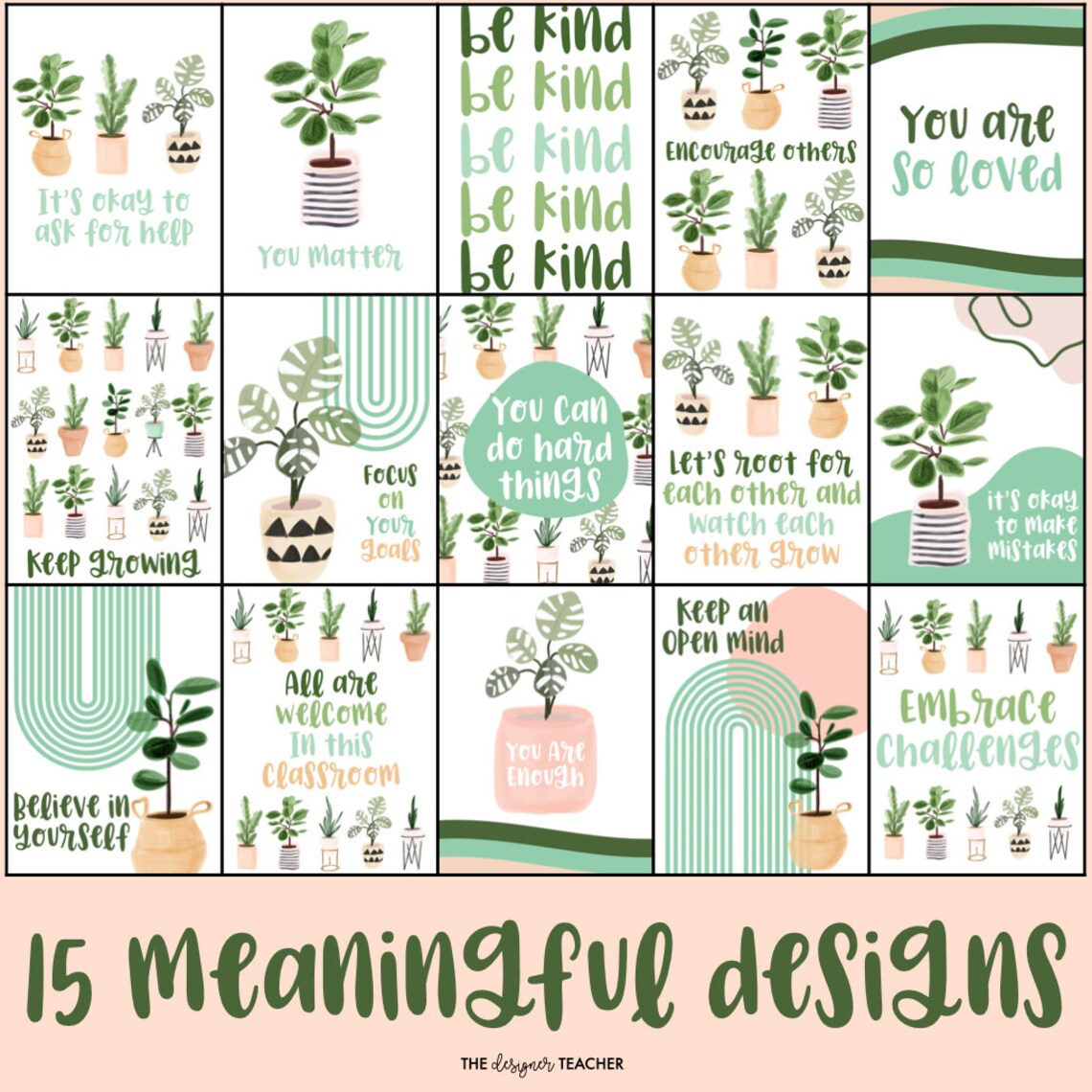 Inspirational Growth Mindset Inclusive Classroom Posters Plant Theme ...