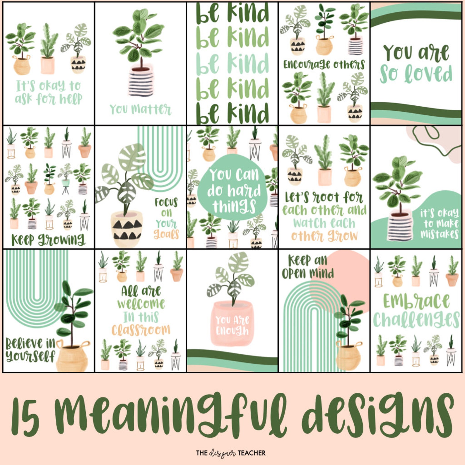Inspirational Growth Mindset Inclusive Classroom Posters Plant Theme - Etsy