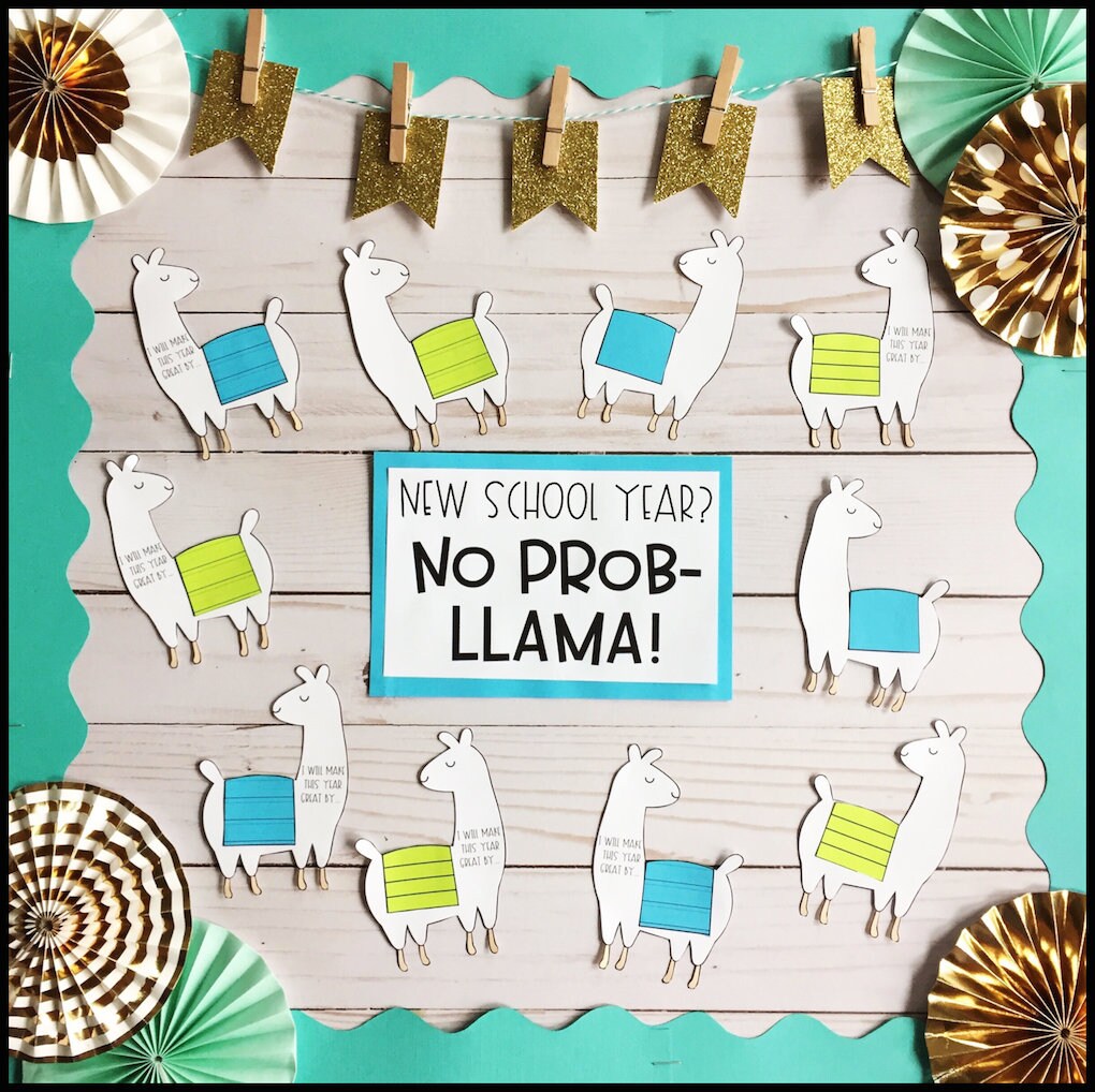 Back to School Llama Bulletin Board & Door Decor Craft: New School Year ...