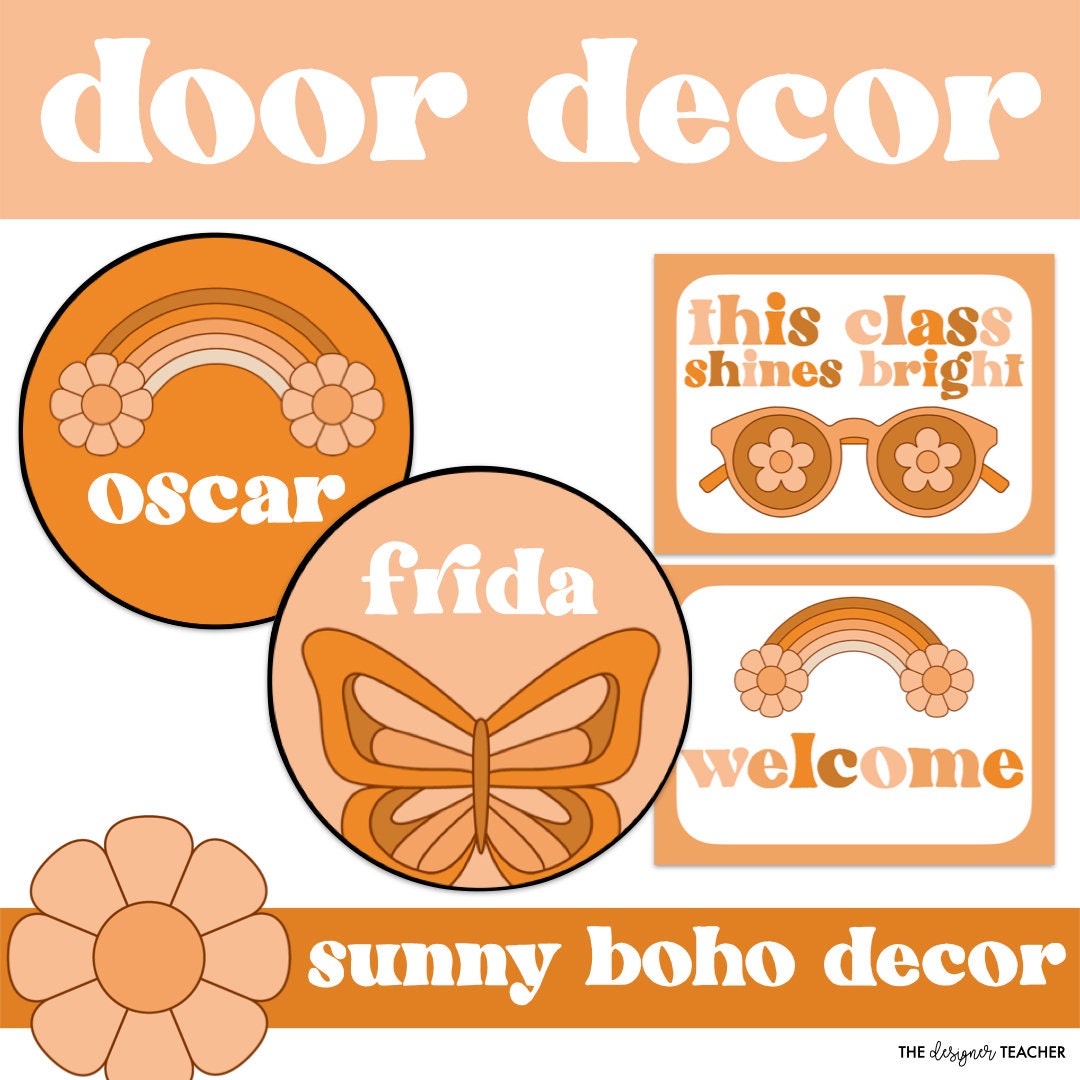 Sunny Boho Welcome Back to School Retro Theme Classroom Door Decor ...