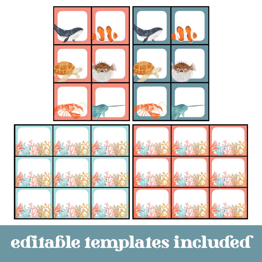 Editable Supply Labels for Target Pocket Labels Ocean Theme Under the ...