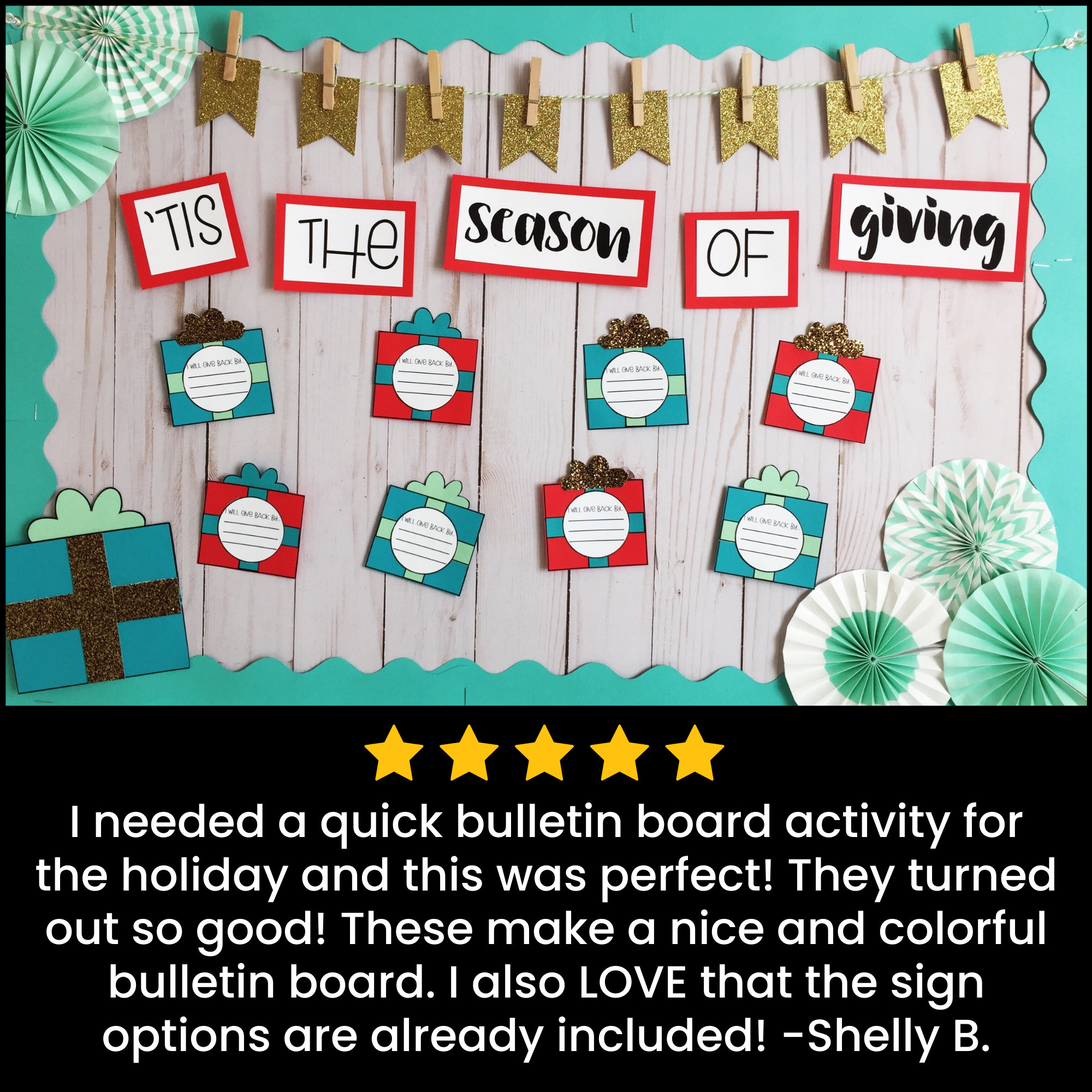 Winter Holiday Christmas December Bulletin Board Craft and Present Gift ...