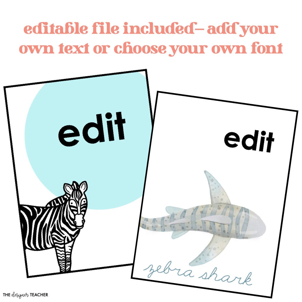 Alphabet Posters: Print, Cursive & Picture Cues Ocean Theme Under the ...