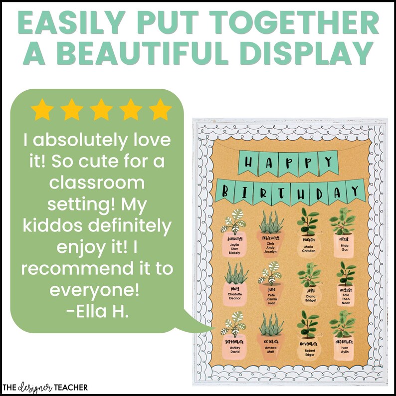 Editable Classroom Birthday Chart and Bulletin Board Display ...