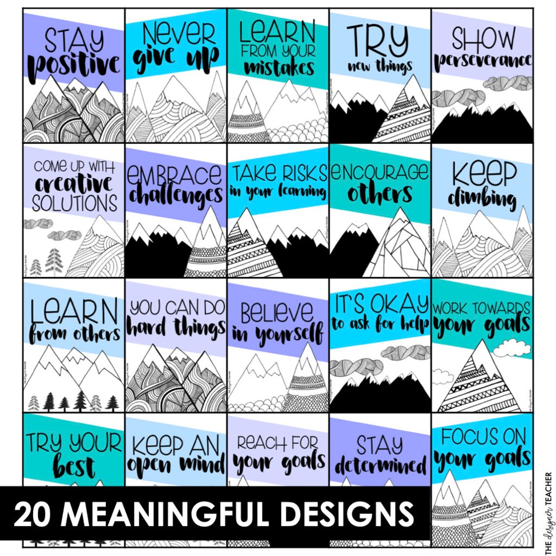 Inspirational Growth Mindset Inclusive Mountain Theme Classroom Posters ...