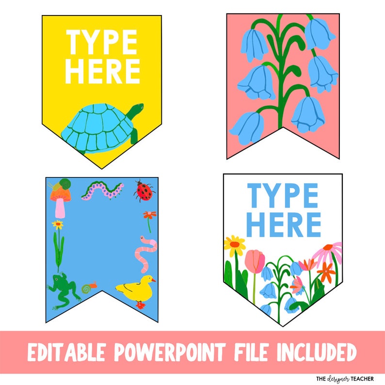 Editable Floral Letter Banner Pennants Printable Bright Garden Theme ...