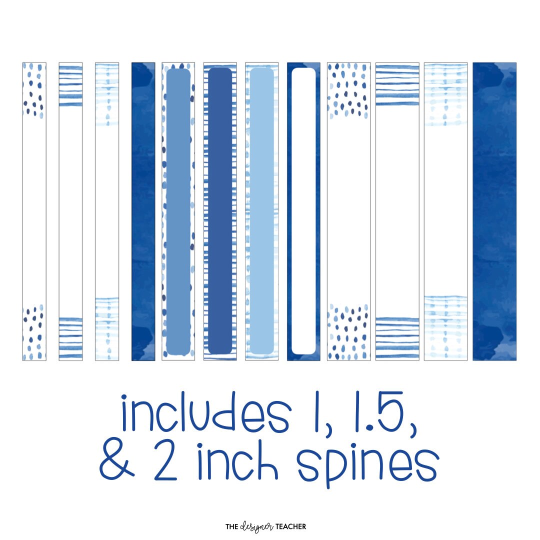 Blue Watercolor Editable Binder Covers & Spines for Teachers and ...