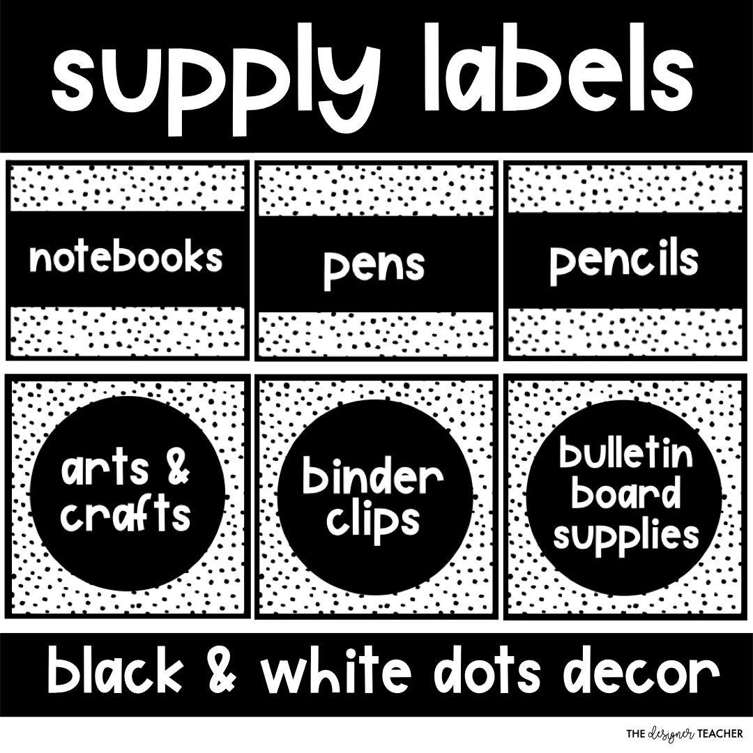 Editable Supply Labels for Target Pocket Labels Black & White Dalmatian ...