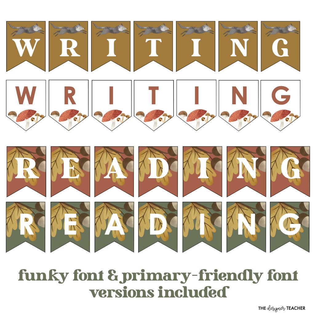 Banderines de letras editables con tema de bosque de acuarela boho ...