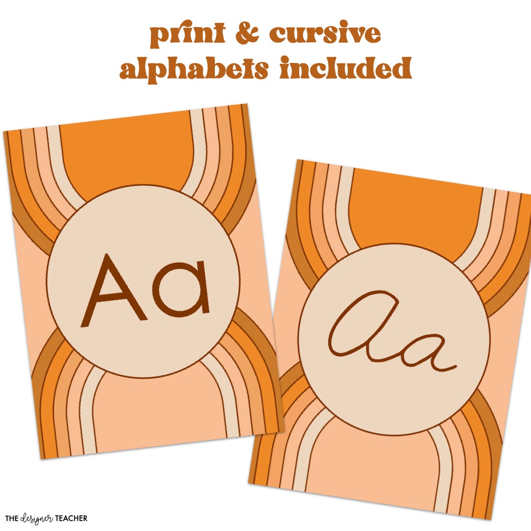 Sunny Boho Retro Groovy Theme Classroom Alphabet Posters: Print ...