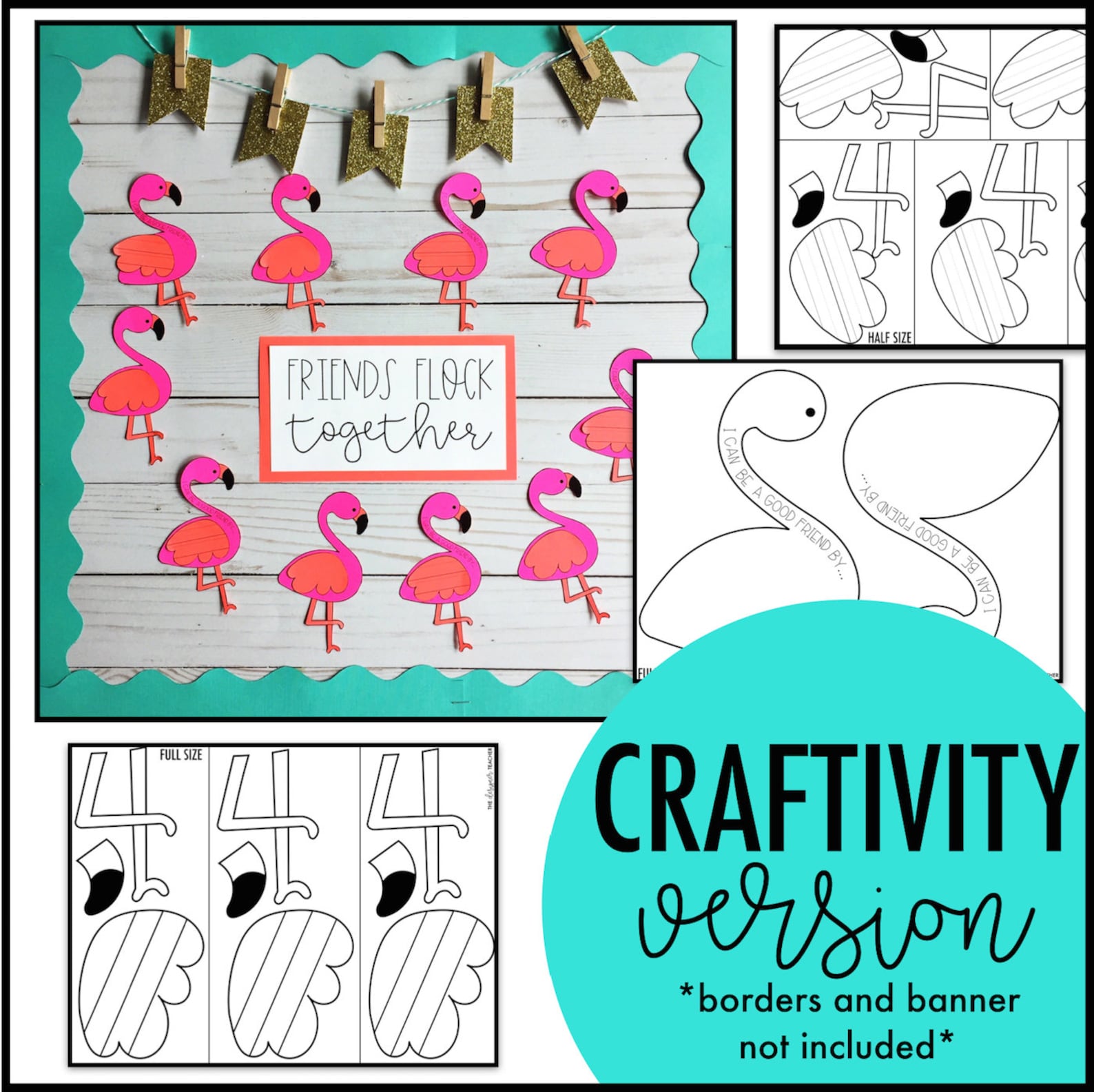 Friendship Flamingo Bulletin Board and Summer Door Decor Craft - Etsy