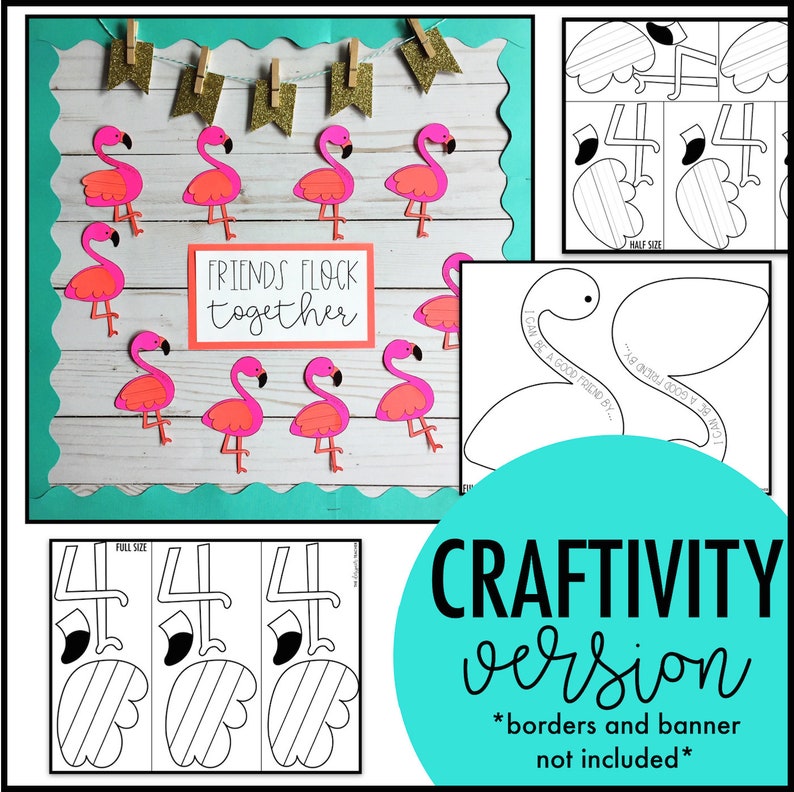 Friendship Flamingo Bulletin Board and Summer Door Decor Craft - Etsy