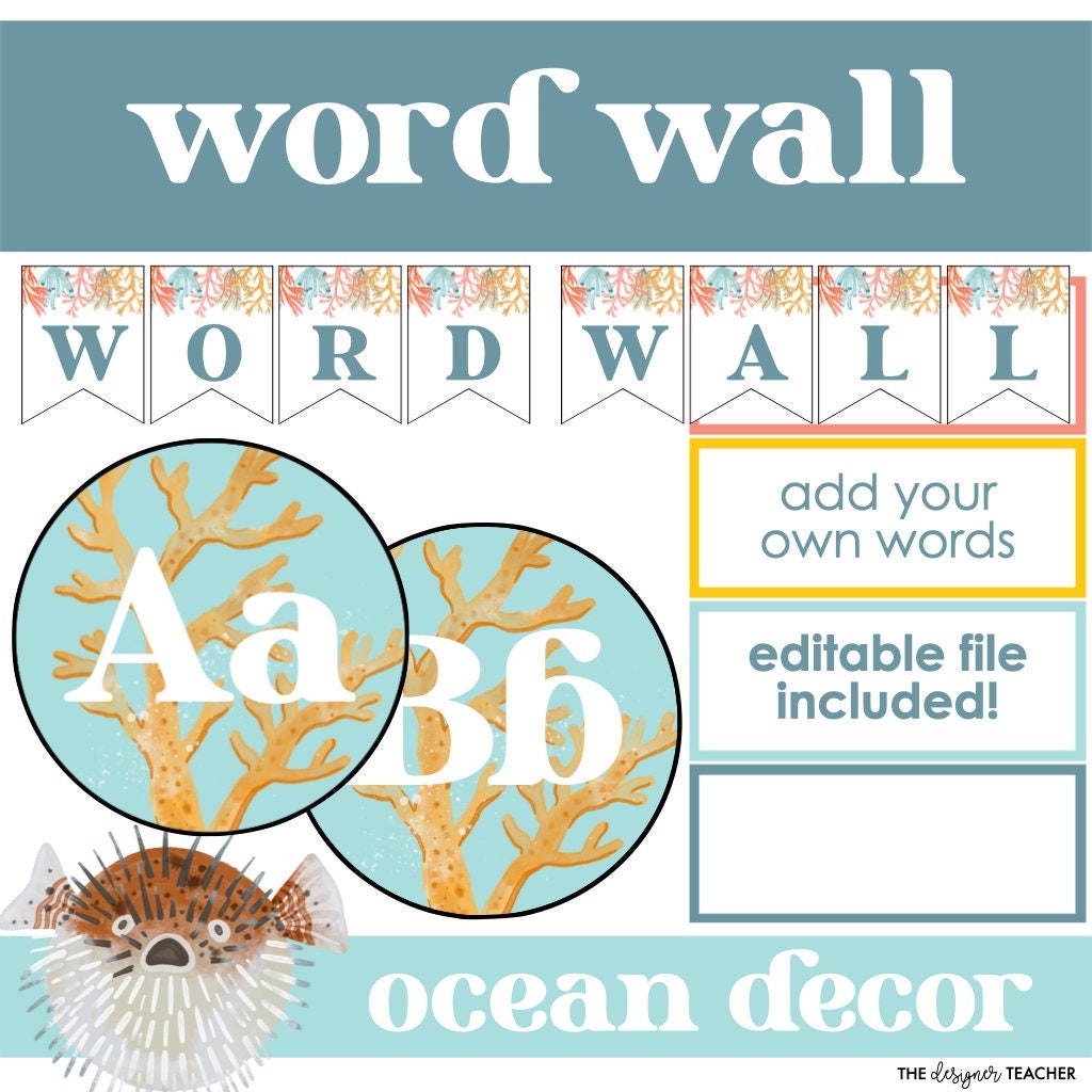Editable Word Wall Display With Ocean Theme Under the Sea | Classroom ...
