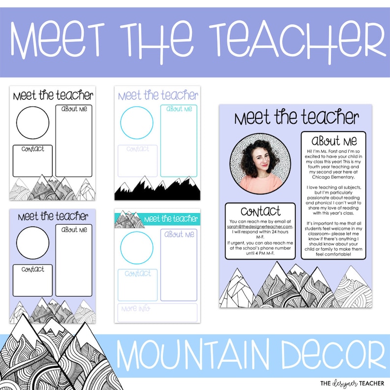 Mountain Theme Editable Meet the Teacher Template Mountain Classroom ...