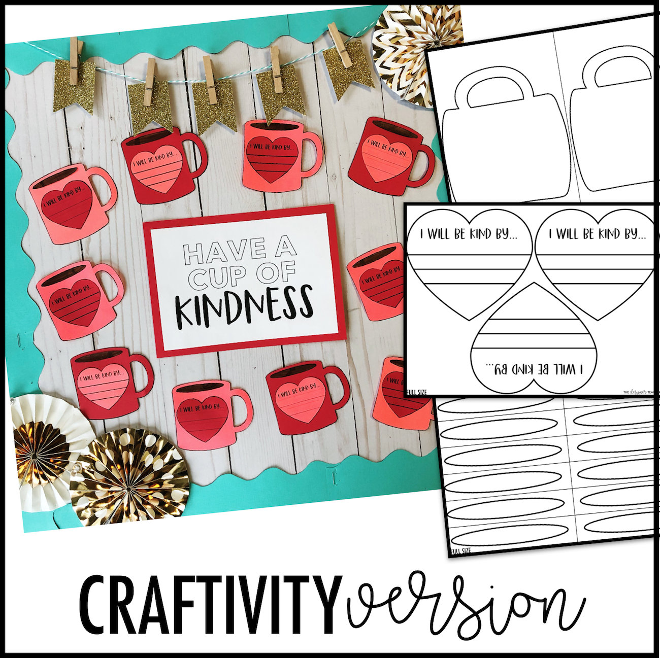 Cup of Kindness Bulletin Board Kit and Door Decor Hot Chocolate Craft ...