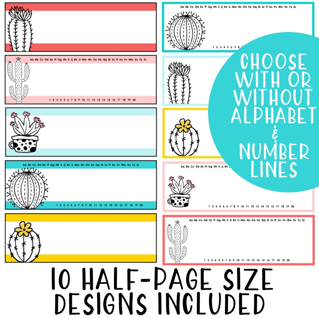 Cactus Theme Editable Desk Plates Name Tags - Etsy