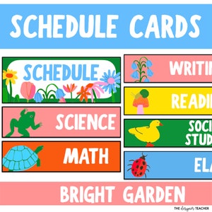 Editable Schedule Cards With Bright Garden Theme Classroom Decor ...