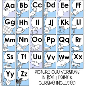 Alphabet Posters: Print, Cursive & Picture Cues Mountain Theme - Etsy