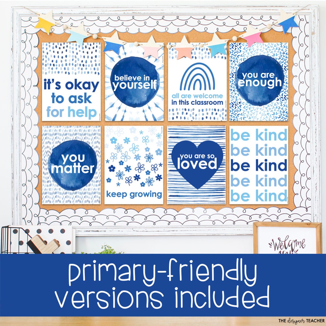 Inspirational Growth Mindset Inclusive Blue Watercolor Classroom ...