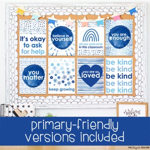 Inspirational Growth Mindset Inclusive Blue Watercolor Classroom ...