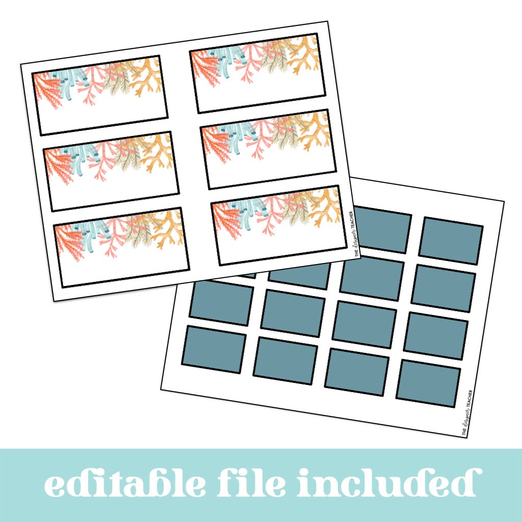Editable Teacher Toolbox Labels With Ocean Theme Under the Sea - Etsy