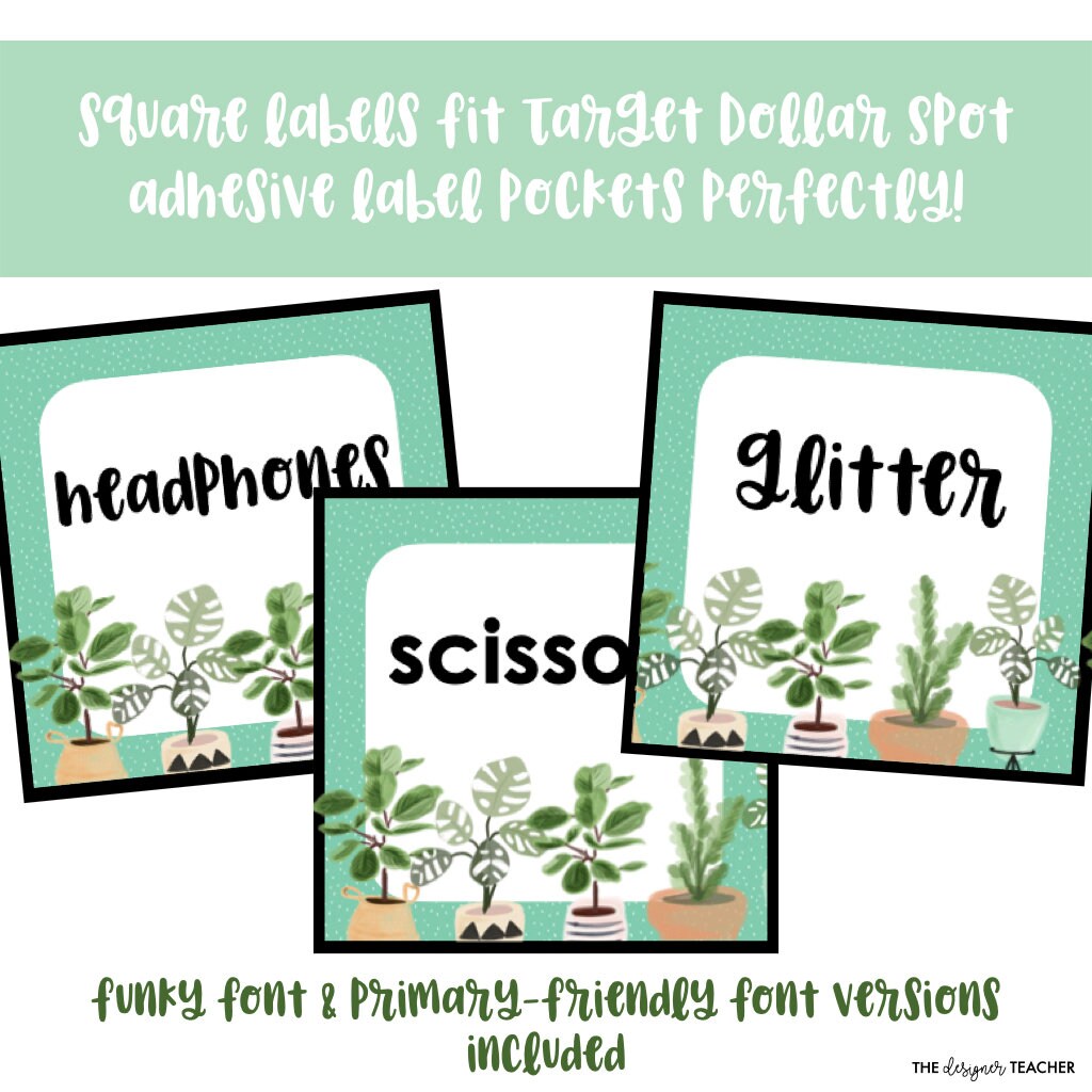 Plant Theme Editable Supply Labels for Target Pocket Labels | Cute ...
