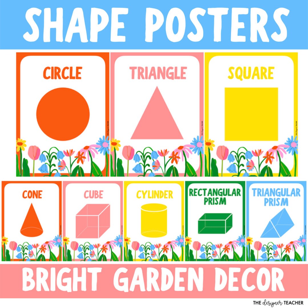 Bright Garden 2D and 3D Shapes Posters Classroom Decor - Etsy