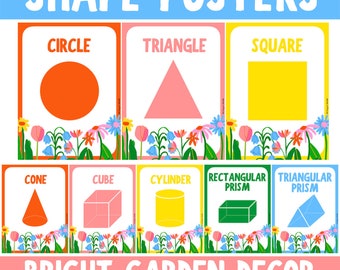 PRINTABLE Shape Posters and Charts Sunflower Farmhouse Classroom Decor ...