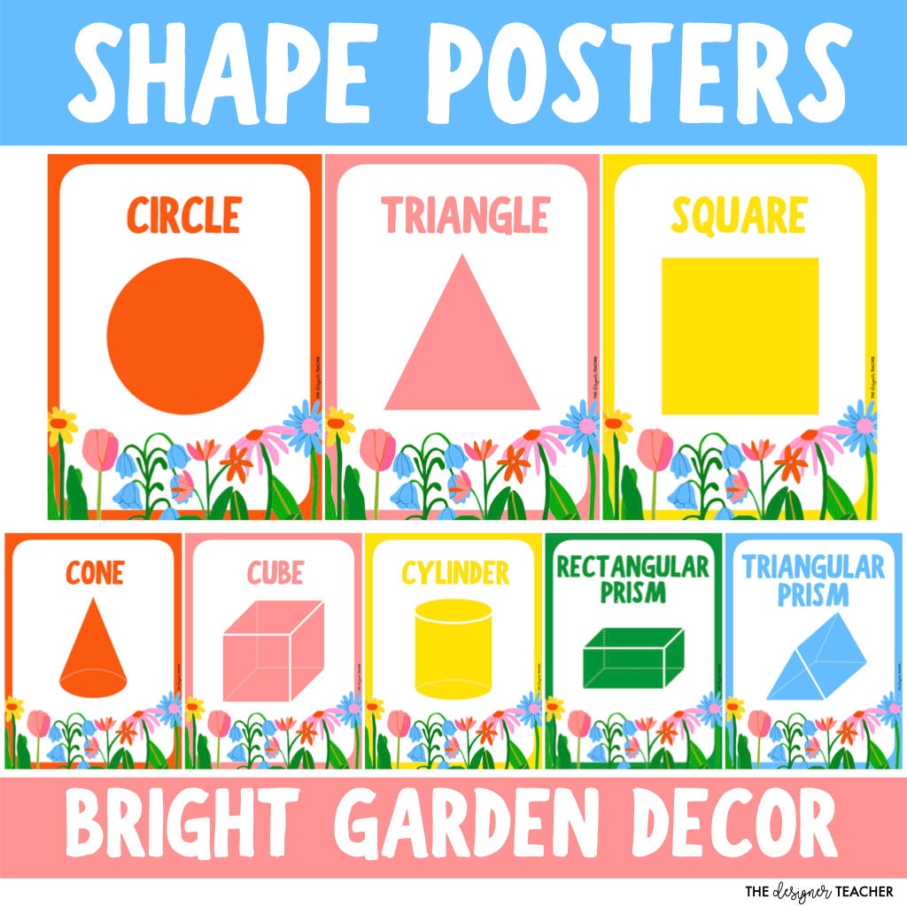Bright Garden 2D and 3D Shapes Posters Classroom Decor - Etsy