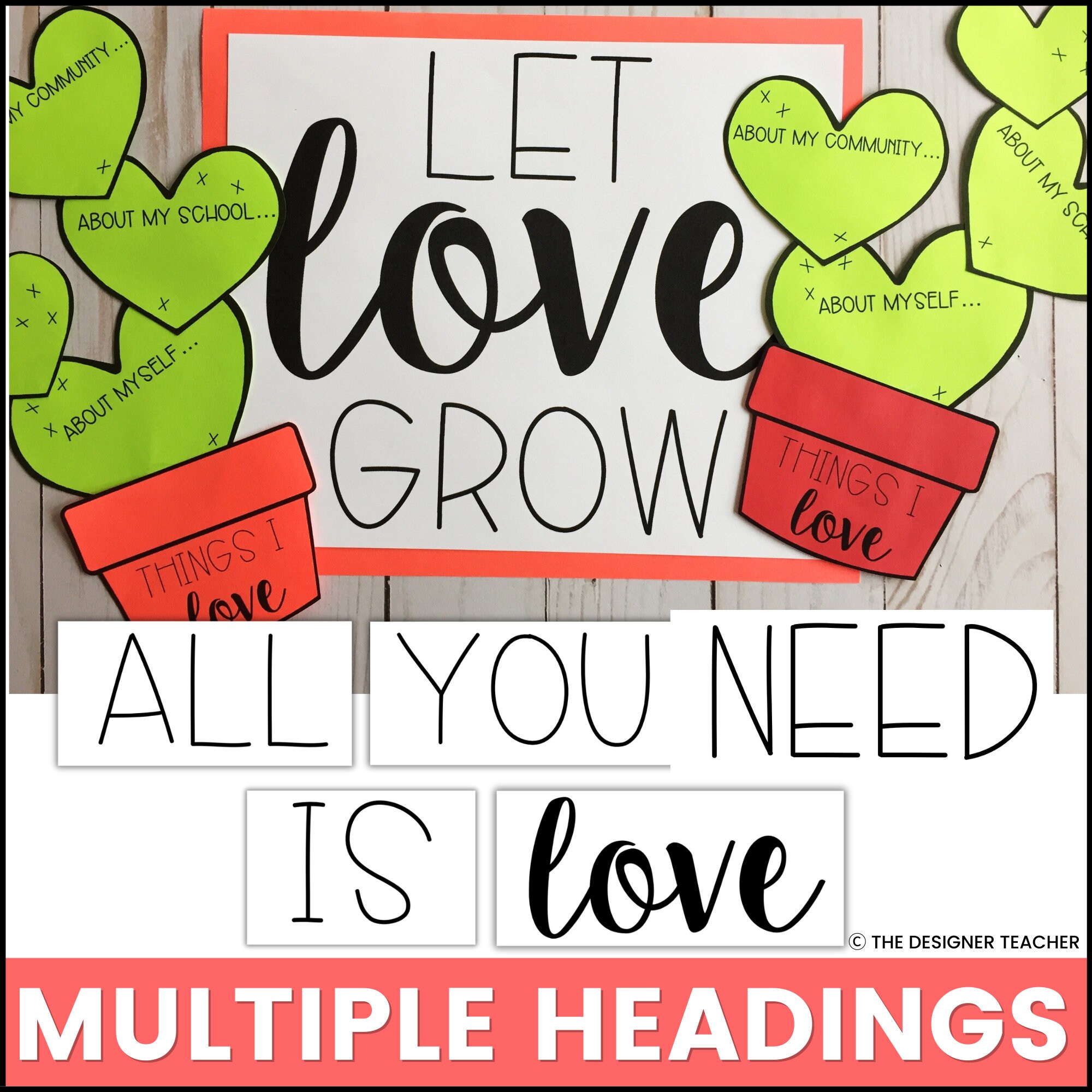 February Valentine's Day Bulletin Board and Cactus Door Decor Craft - Etsy