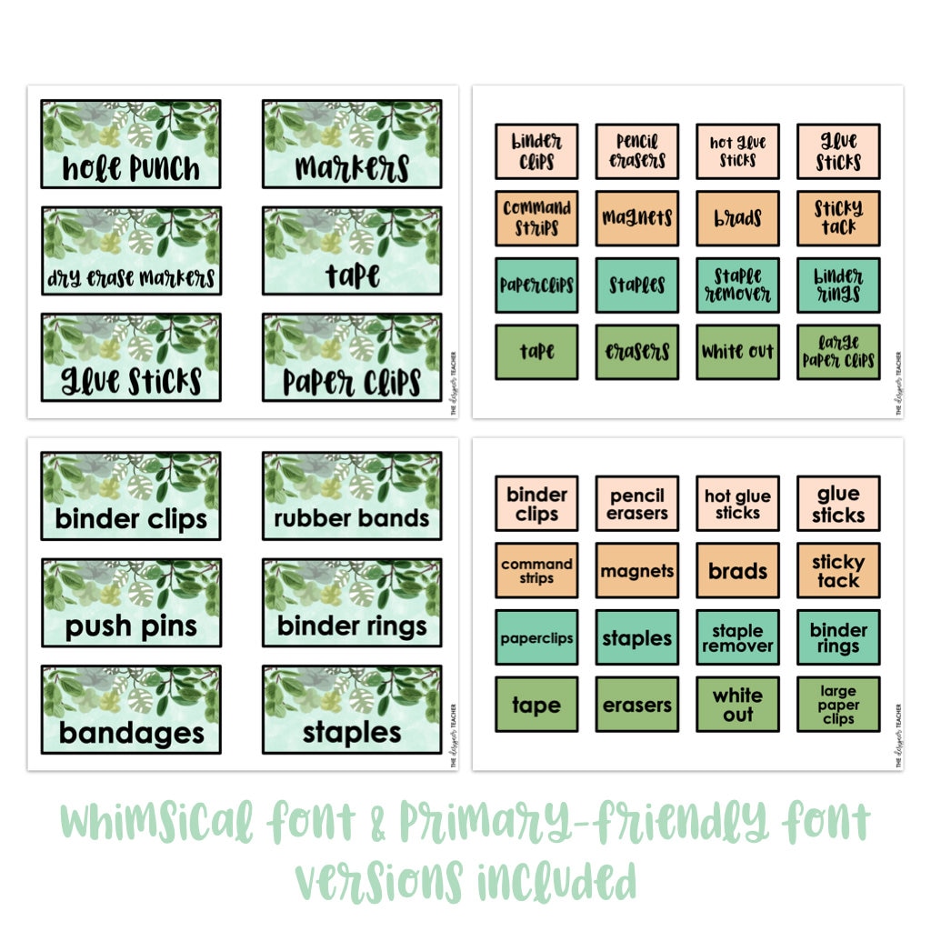 Plant Theme Editable Teacher Toolbox Labels | Cute Pastel Botanical ...